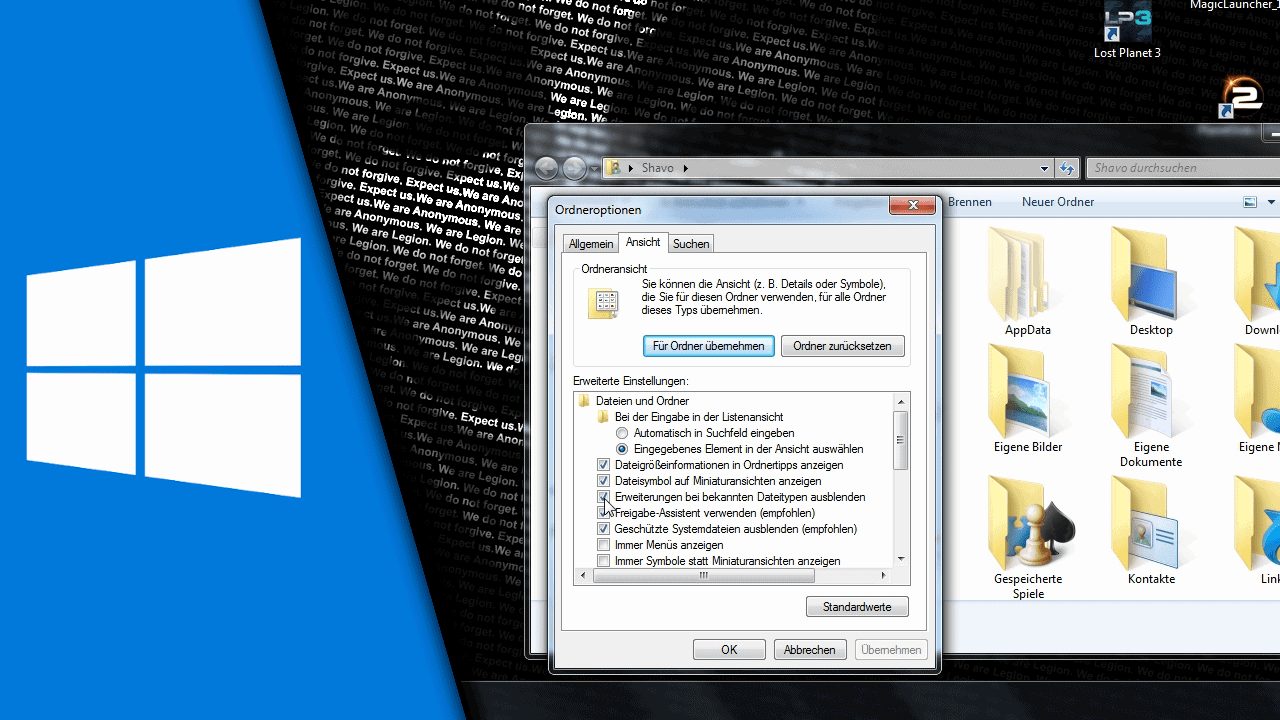 Windows 7 Dateiendungen anzeigen / verbergen Tutorial - Technikshavo