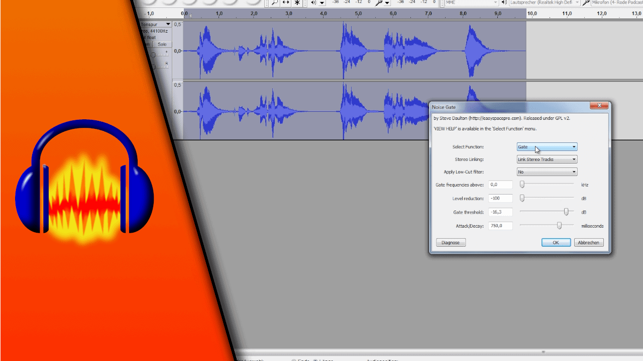 Audacity Hall entfernen (und Nebengeräusche) Tutorial - Technikshavo