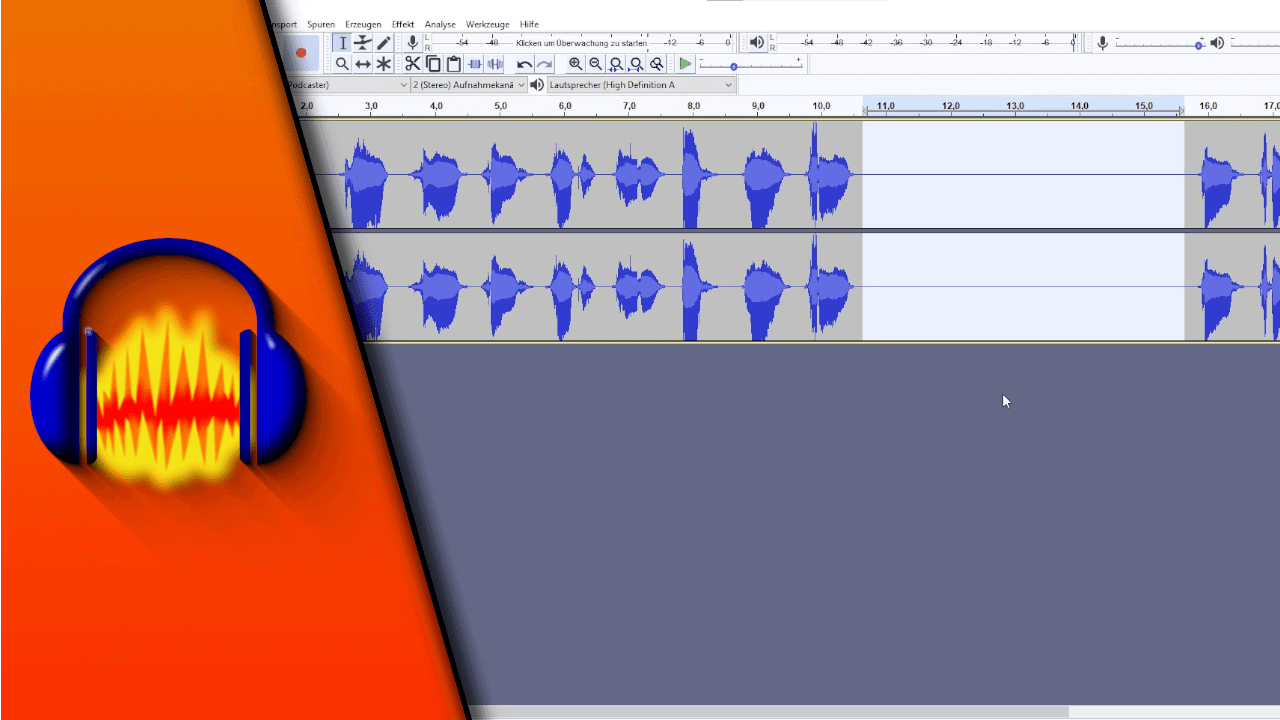 Audacity Pause einfügen / Stille einfügen Tutorial - Technikshavo