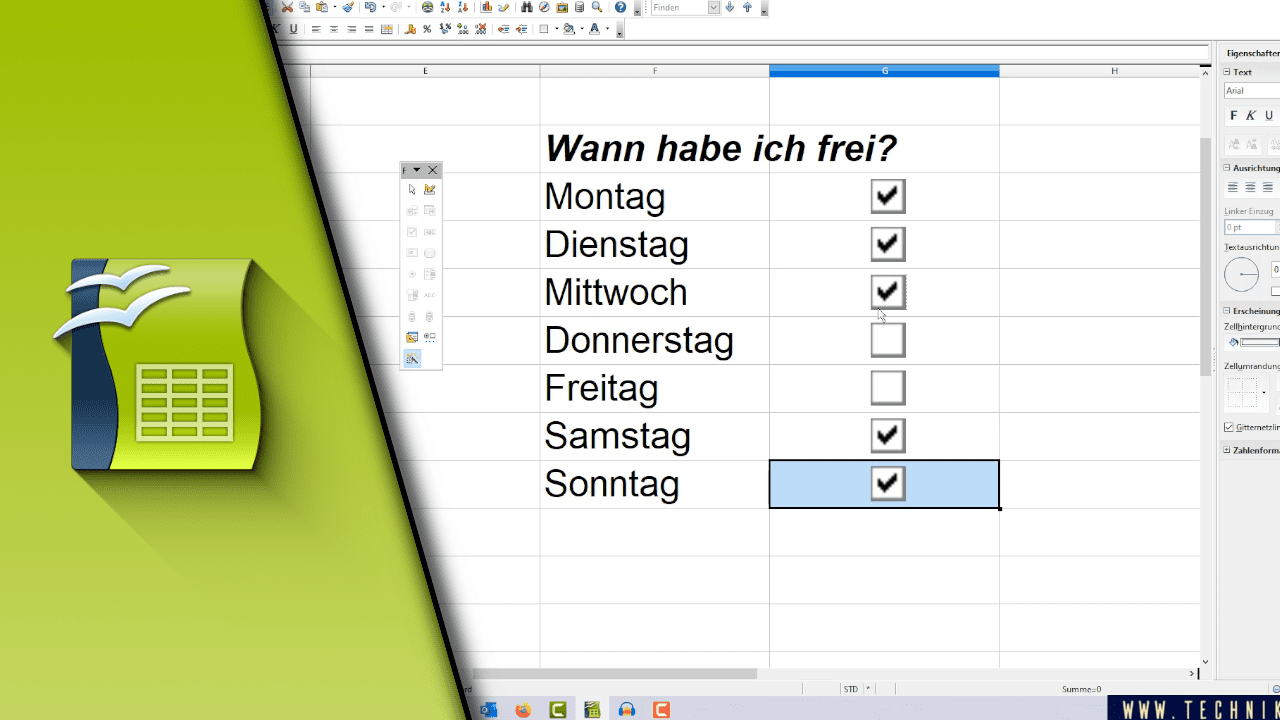 OpenOffice Calc Checkbox - Technikshavo - Tutorials mit Qualität OpenOffice Calc Checkbox - Technikshavo - Tutorials mit Qualität