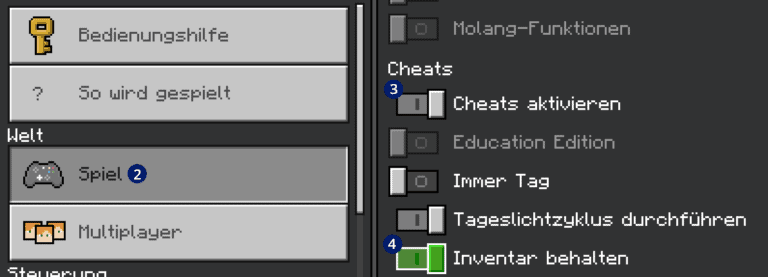 Minecraft Inventar behalten, wenn man stirbt (Befehl & Einstellungen)