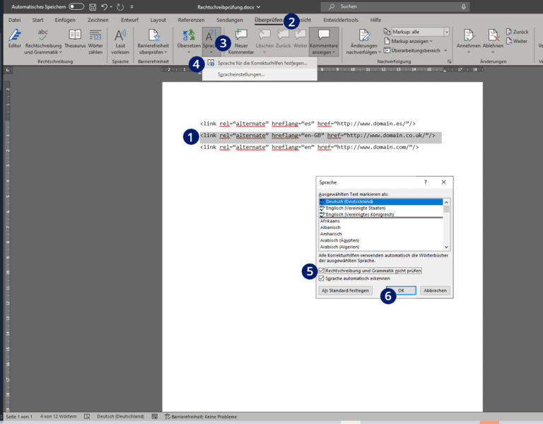 Word Rechtschreibprüfung ausschalten / einschalten | Tutorial Word Rechtschreibprüfung ausschalten / einschalten | Tutorial